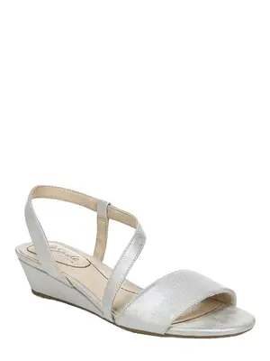 LIFESTRIDE Yasmine Wedge Sandal Silver Synthetic