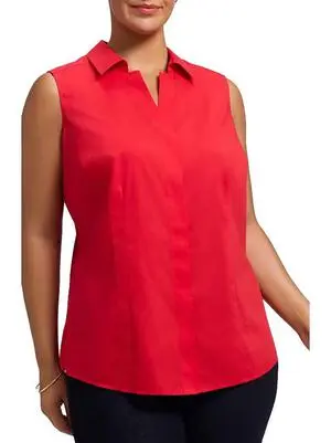 Foxcroft Taylor Non-iron Sleeveless Button-up Shirt - Simply Red