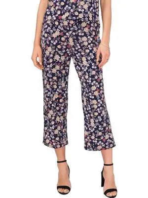 Chaus Floral Print Wide Leg Crop Pants - Navy/yellow 472
