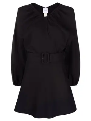 PATOU Balloon-sleeve Belted Mini Dress - Black