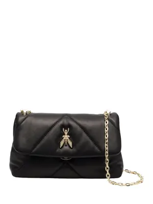 Patrizia Pepe Chevron Leather Shoulder Bag - Black