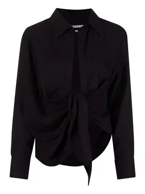 Jacquemus La Chemise Bahia Draped Shirt - Black