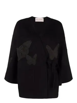 VALENTINO Embroidered Butterfly Wrap Jacket