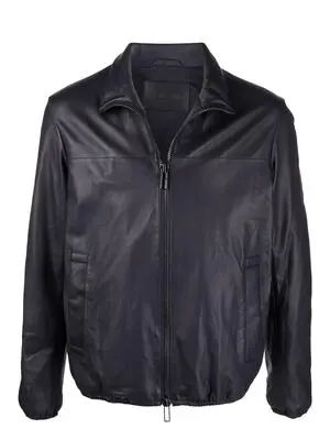 Emporio Armani Drawstring Hem Biker Jacket - Blue