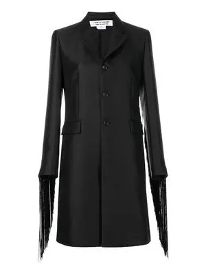 Comme Des Garçons Fringe-sleeve Single-breasted Coat - Black