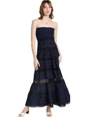 Temptation Positano Belem Strapless Eyelet Dress - Navy