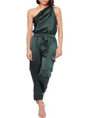 Cami Nyc Cami NYC Darby Asymmetric Charmeuse Bodysuit Hunter