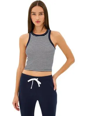 Splits59 Kiki Rib Tank Top - White/indigo Stripe