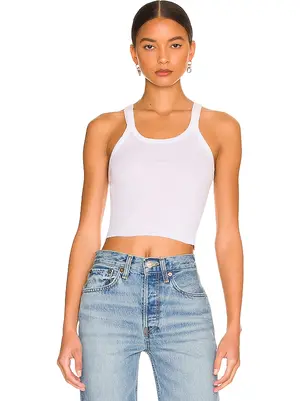 RE/DONE X Hanes Cropped Rib Tank - Optic White