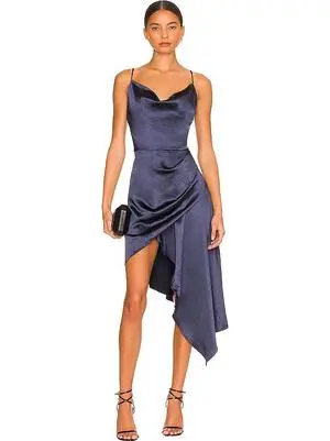 ELLIATT Jacinda Satin Draped Mini Dress - Navy