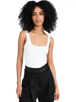 Good American Sculpting Modern Tank Bodysuit - White001