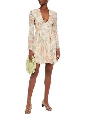 Red Valentino Metallic Floral-print Fil Coupé Chiffon Mini Dress - Baby Pink