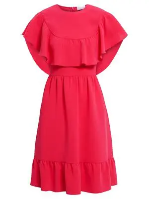 Red Valentino Gathered Ruffled Crepe Dress - Fuchsia