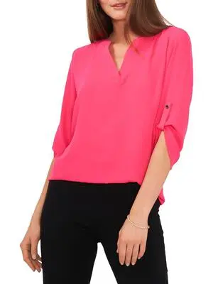 Chaus Chaus Split Neck Blouse Tropical Pink
