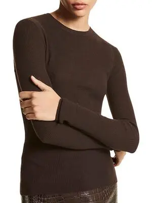Michael Kors Cashmere Hutton Rib Top Chocolate