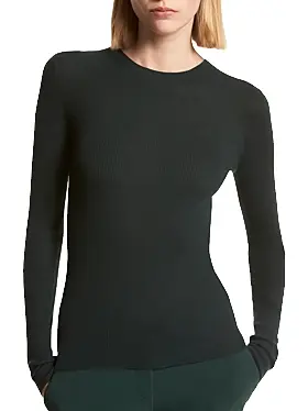 Michael Kors Cashmere Hutton Rib Top Forest