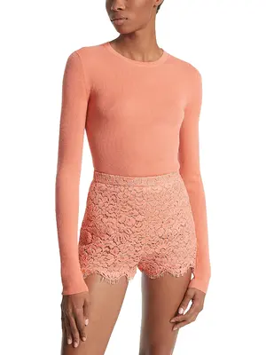 Michael Kors Cashmere Hutton Rib Top Melon