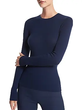 Michael Kors Cashmere Hutton Rib Top Navy