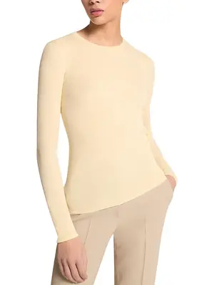 Michael Kors Cashmere Hutton Rib Top Parchment