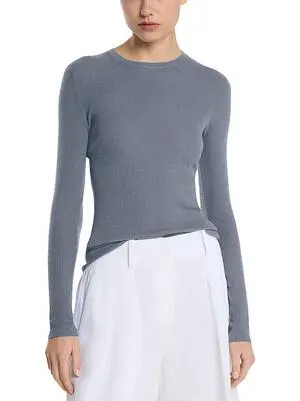 Michael Kors Cashmere Hutton Rib Top - Steel