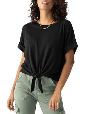 Sanctuary Tie-front Tee - Black
