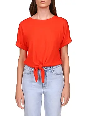 Sanctuary All Day Tie Front Tee Red Alert