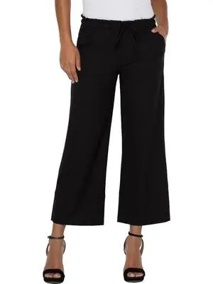 LIVERPOOL Liverpool Los Angeles Tie Waist Wide Leg Pants Black