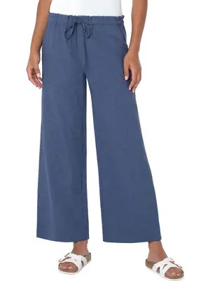 LIVERPOOL Liverpool Los Angeles Tie Waist Wide Leg Pants Blue Allure