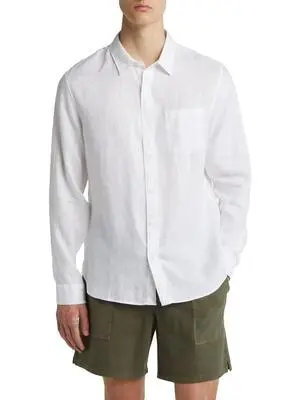 Vince Linen Button-up Shirt - Optic White