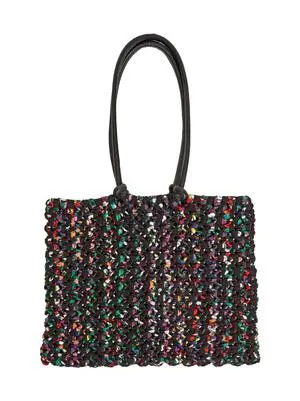 Clare V. Sandy Woven Market Tote - Black Multi