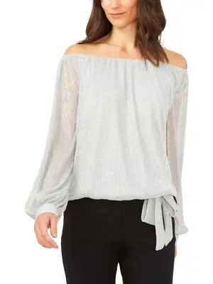 Chaus Off-the-shoulder Metallic Blouse - Silver