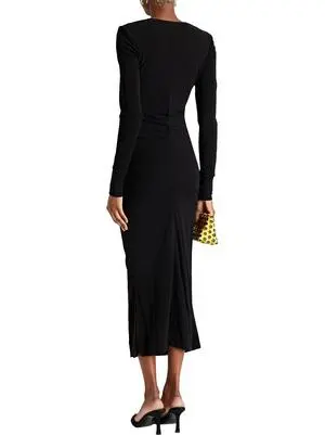 GANNI GANNI Ruched Crepe Midi Dress