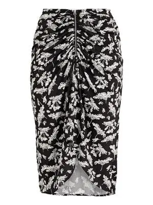 Rag & Bone Sabine Ruched Floral-print Stretch-jersey Skirt - Black