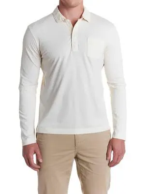 Billy Reid Pensacola Long Sleeve Organic Cotton Pocket Polo - Tinted White