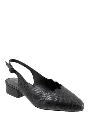 Trotters Trotters Joselyn Slingback Flat Black Snake Nubuck