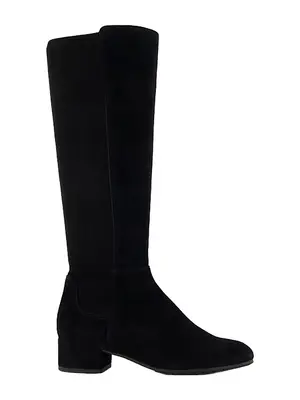 DUNE Tayla Knee-High Suede Boots Black-suede