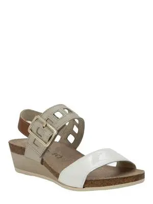 Naot Dynasty Wedge Sandal - Porcelain/ Soft Ivory/ Latte