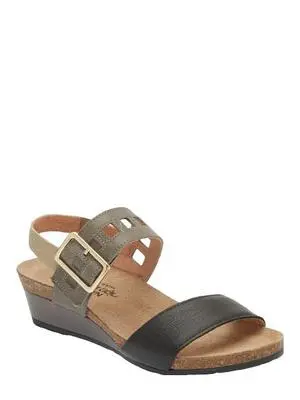 Naot Dynasty Wedge Sandal - Soft Black/gray/beige