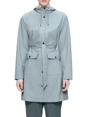 Rains Curve Waterproof Belted Jacket - Pool