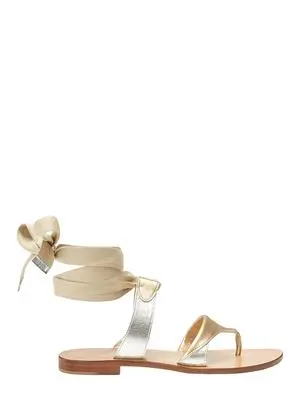 Sarah Flint Grear Flat Lace-Up Sandal Gold Calf