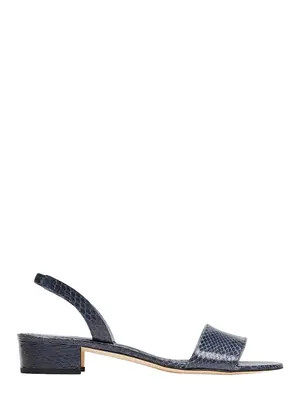 Manolo Blahnik Patopia Snakeskin Slingback Sandals Navy
