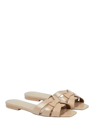 Saint Laurent Tribute Nu Pieds 05 Leather Sandals - Beige