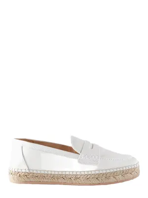 GIANVITO ROSSI Lido Leather Espadrille Loafers - White