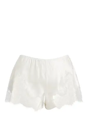MARJOLAINE Marjolaine Silk Lace-Trim Baccarat Shorts