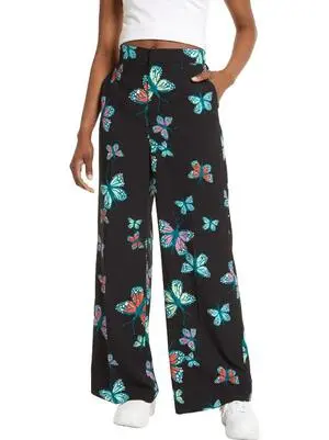 Nordstrom Cristina Martinez Printed Trousers Black Butterfly Beauty