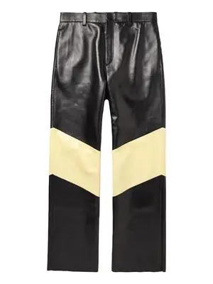 JIL SANDER Straight-leg Panelled Leather Trousers - Black