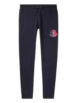 Moncler 1952 Tapered Logo-appliquéd Cotton-jersey Sweatpants - Blue