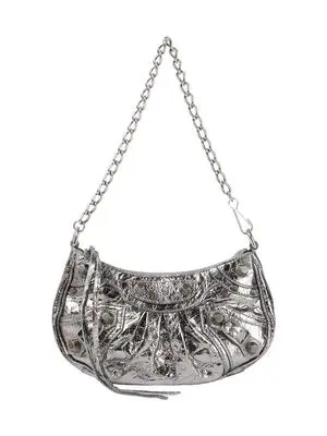 Balenciaga Le Cagole Mini Leather Shoulder Bag - Silver