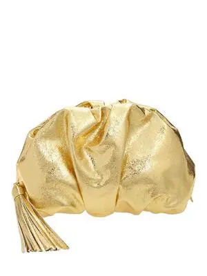 Rebecca Minkoff Ruched Faux Leather Clutch - Solid Gold
