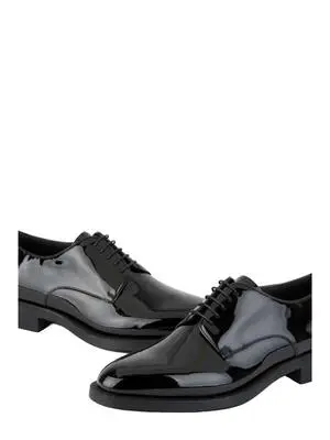 Giorgio Armani Patent Leather Derby Shoes - Black